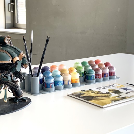 Download 3D printer designs Holders for Citadel paint pots and brushes ...