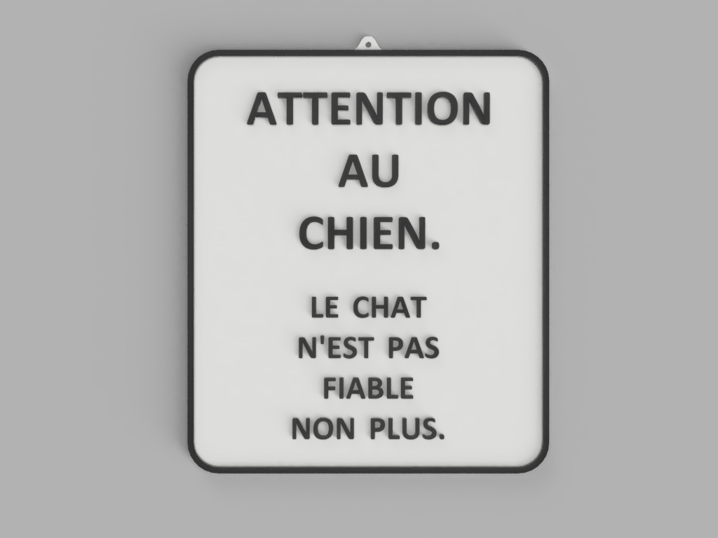 STL file Sign ATTENTION TO THE DOG Bicolor 🐕・Model to download and 3D ...