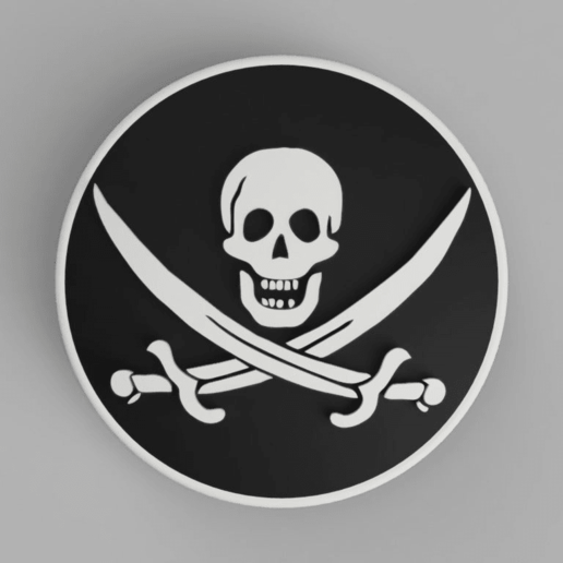 Download free STL file hood / trunk logo Jack Rackham 82mm / 74mm for ...