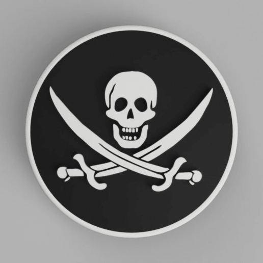 Download free STL file hood / trunk logo Jack Rackham 82mm / 74mm for ...