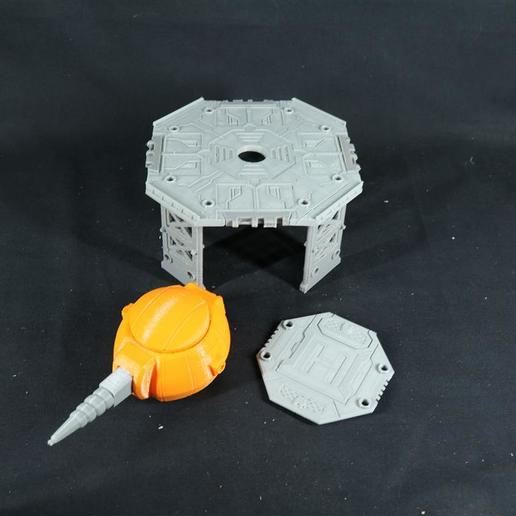 Download STL file [CyberBase System] Raised Platform, Turret and ...