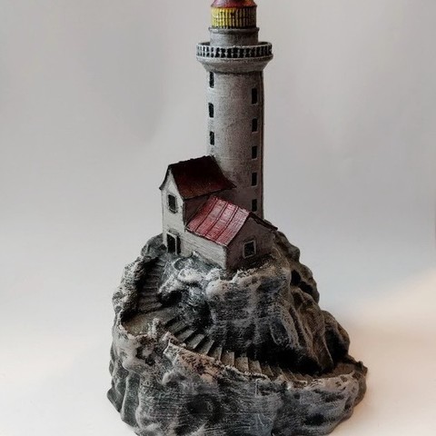 Download free STL file Lighthouse on a rock • 3D printing object ・ Cults